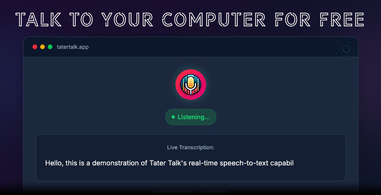 Tater Talk: Free Cross-Platform Speech-to-Text Dictation Web App